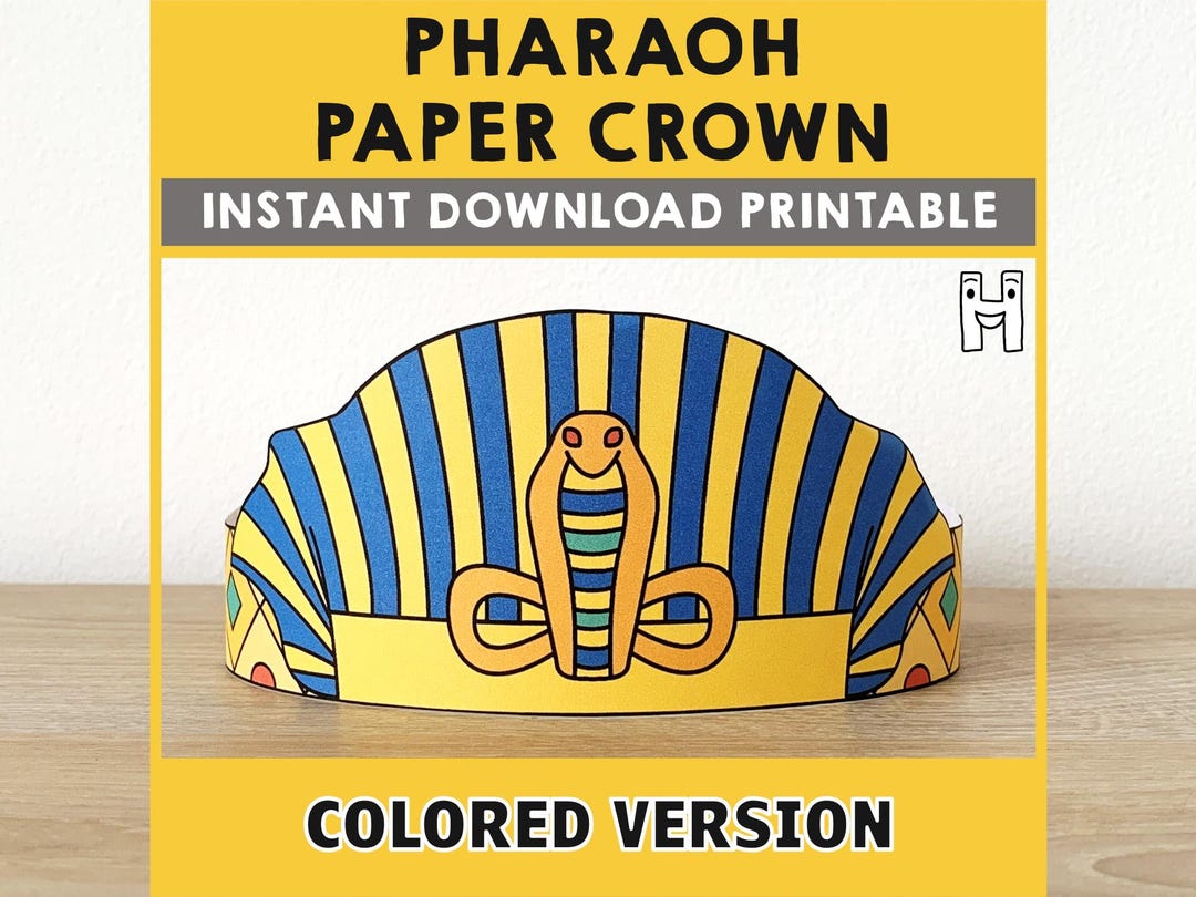 Pharaoh Paper Crown Ancient Egypt Template Party Coloring Printable ...