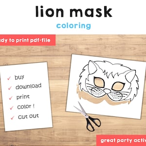 Lion Mask Printable Lion Costume Mask Lion Party Jungle Animal Mask ...