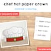 Chef Hat Cook Paper Crown Restaurant Party Coloring Printable Kids ...