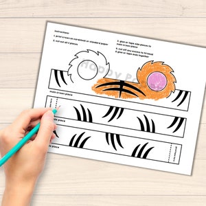 Tiger Ears Paper Crown Headband Party Coloring Printable Kids Craft ...