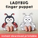 Ladybug Paper Craft Printable Finger Puppet Template Kids Craft ...