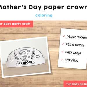 Mother's Day Paper Crown Template Birthday Party Headband Coloring ...