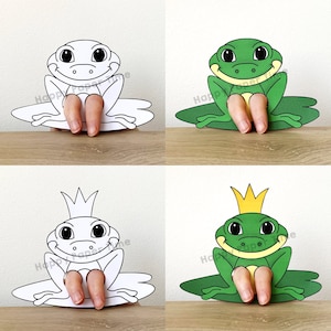 Frog Paper Craft Printable Pond Animal Finger Puppet Kids Craft Frog ...