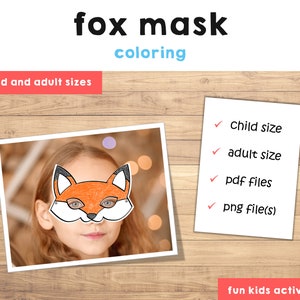 Fox Mask Paper Animal Mask Fox Coloring Party Favor Woodland Party Kids ...
