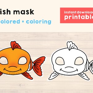 Fish Mask Template Costume Kids Diy Ocean Sea Animal Party Fun - Etsy