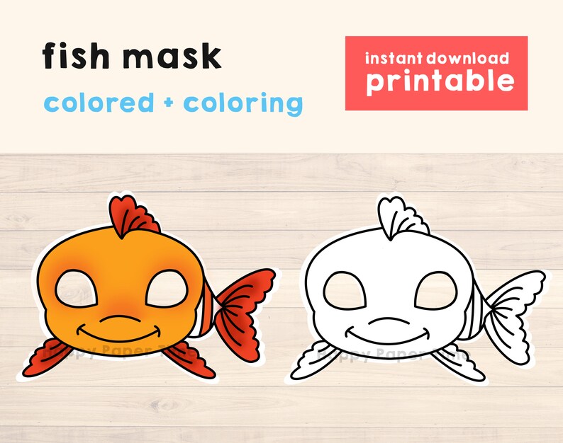 Fish mask template costume kids diy ocean sea animal party fun | Etsy