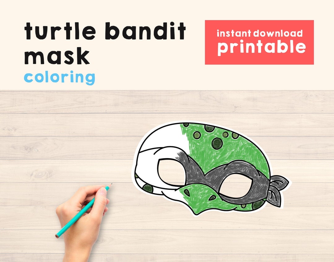 Turtle Mask Turtle Printable Mask Reptile Party Favor Turtle Costume ...