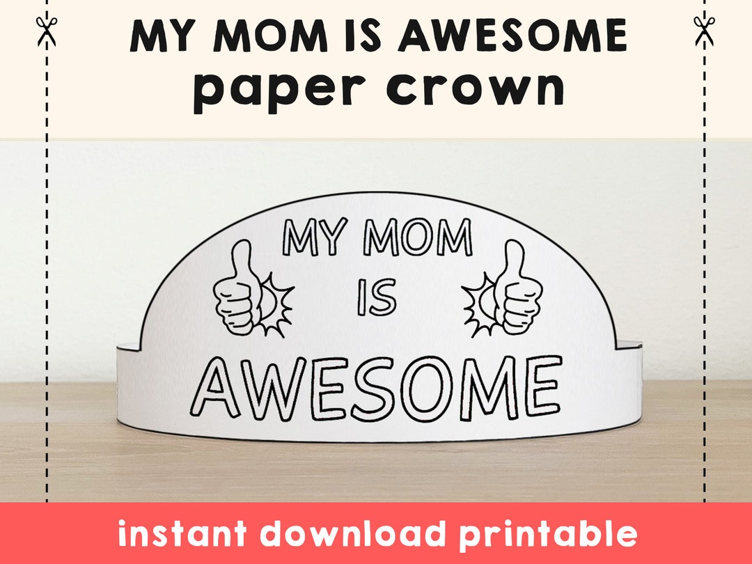 Mother's Day Paper Crown Template Birthday Party Headband Coloring ...