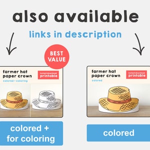 Farmer Straw Hat Gardener Paper Crown Party Coloring Printable Kids ...