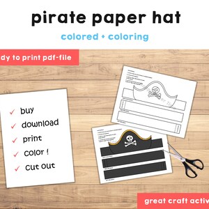 Pirate Hat Paper Crown Template Pirate Captain Party Headband Coloring ...