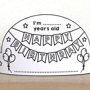 Happy Birthday Paper Crown Party Activity Printable Kids Coloring Craft ...