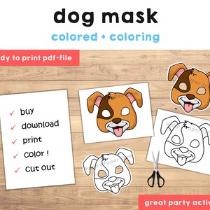 Dog Puppy Mask Animal Mask Party Favor Pet Printable Dog Costume ...