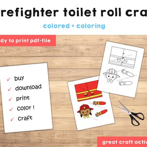 Firefighter Toilet Paper Roll Craft Fireman Party Coloring Printable ...