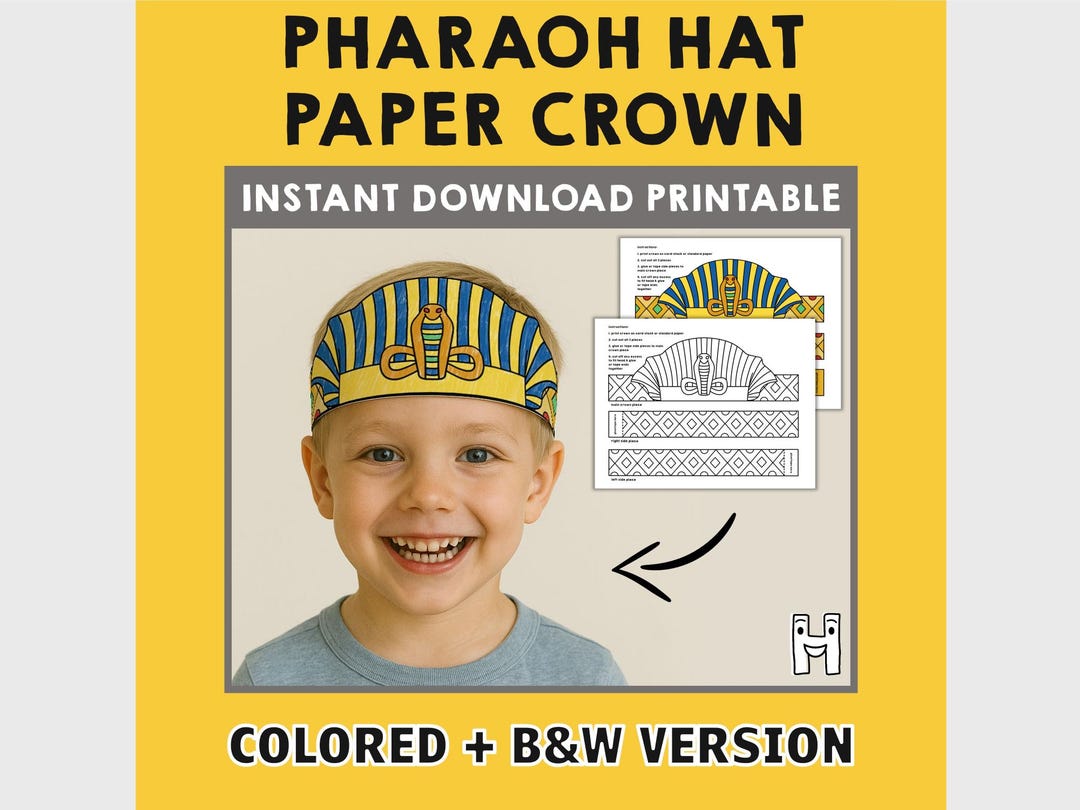 Pharaoh Paper Crown Ancient Egypt Template Party Coloring Printable ...