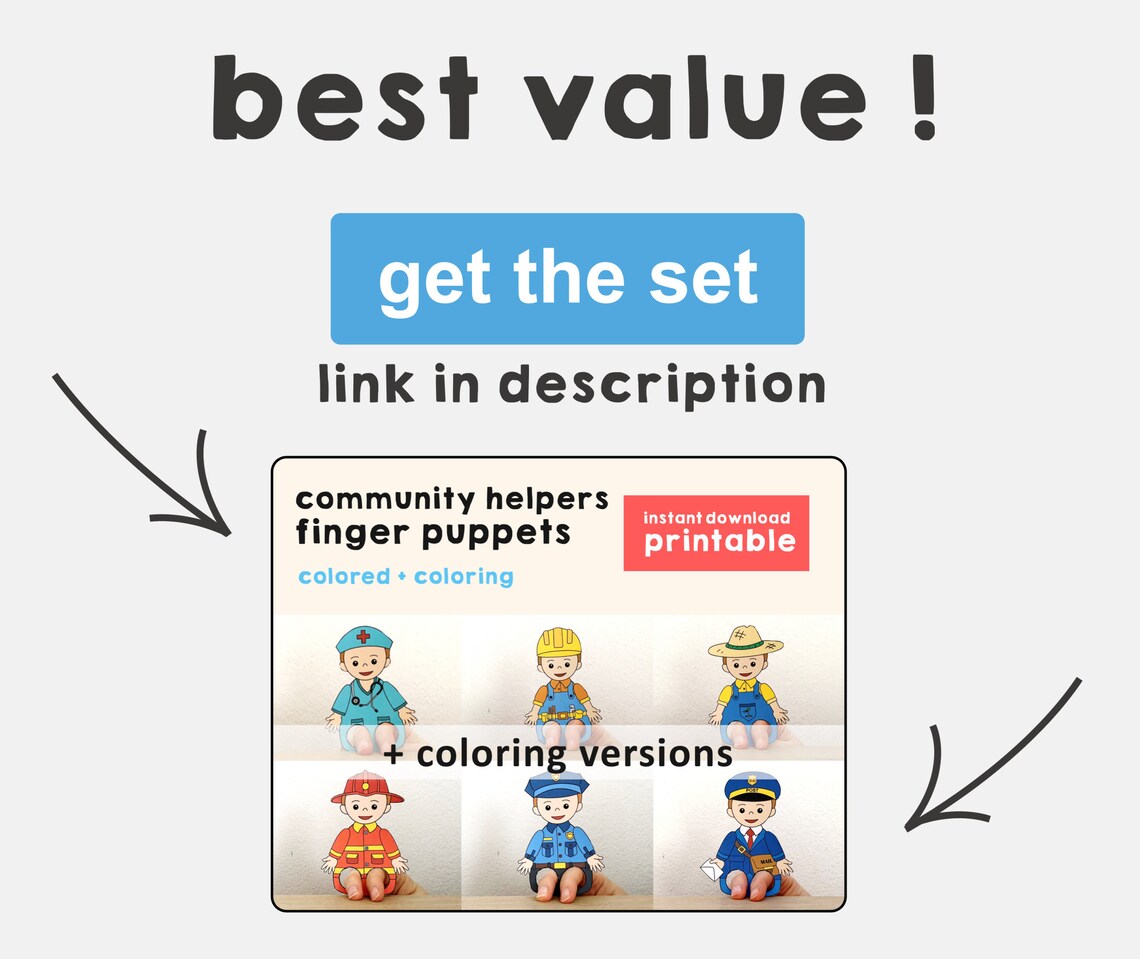 Nurse Paper Craft Printable Community Helper Finger Puppet Kids Doctor ...