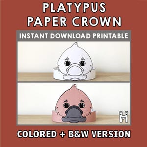 Platypus Paper Crown Party Coloring Printable Kids Craft Australia ...