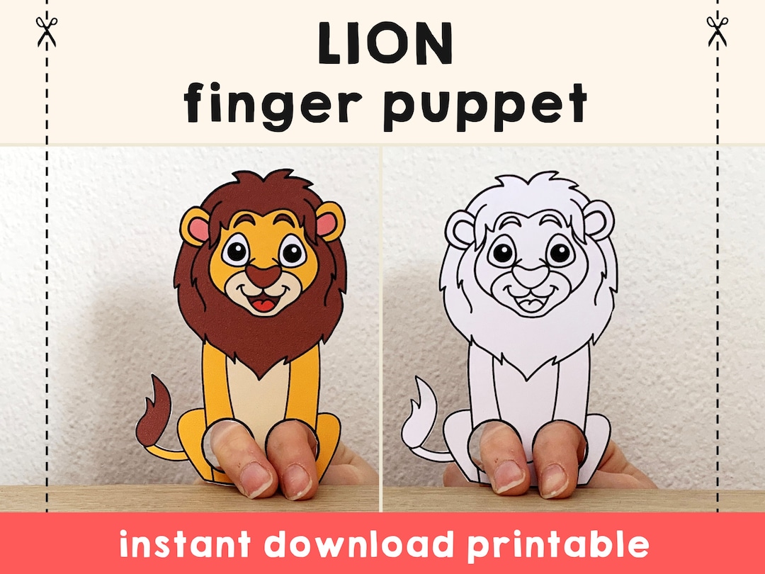 Lion Paper Craft Printable African Animal Finger Puppet Kids Craft ...