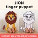 Lion Paper Craft Printable African Animal Finger Puppet Kids Craft ...