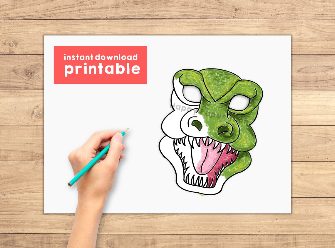 Dinosaur Mask Dino Mask Animal Mask Party Favor Trex Printable - Etsy
