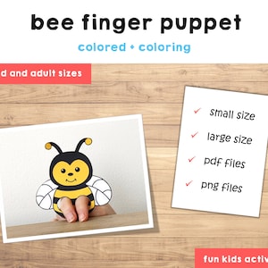 Bee Paper Craft Printable Finger Puppet Template Kids Craft Activity ...