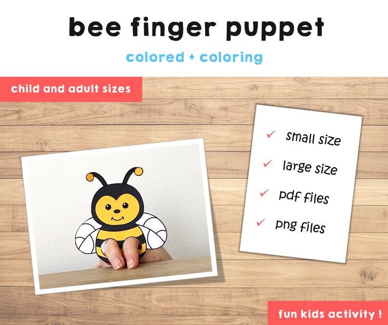Bee Paper Craft Printable Finger Puppet Template Kids Craft - Etsy Canada