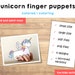 Unicorn Paper Craft Printable Finger Puppet Kids Craft Unicorn Birthday ...