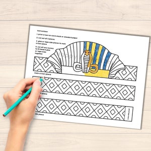 Pharaoh Paper Crown Ancient Egypt Template Party Coloring Printable ...