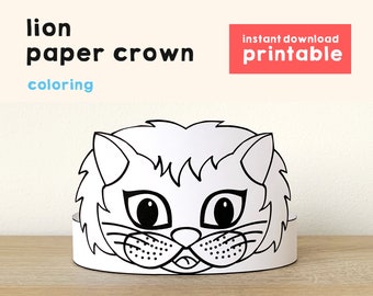 Lion Paper Crown COLOR YOUR OWN Printable - Etsy Canada