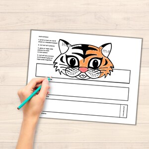 Tiger Paper Crown Coloring Printable Kids Craft Tiger Birthday Party ...