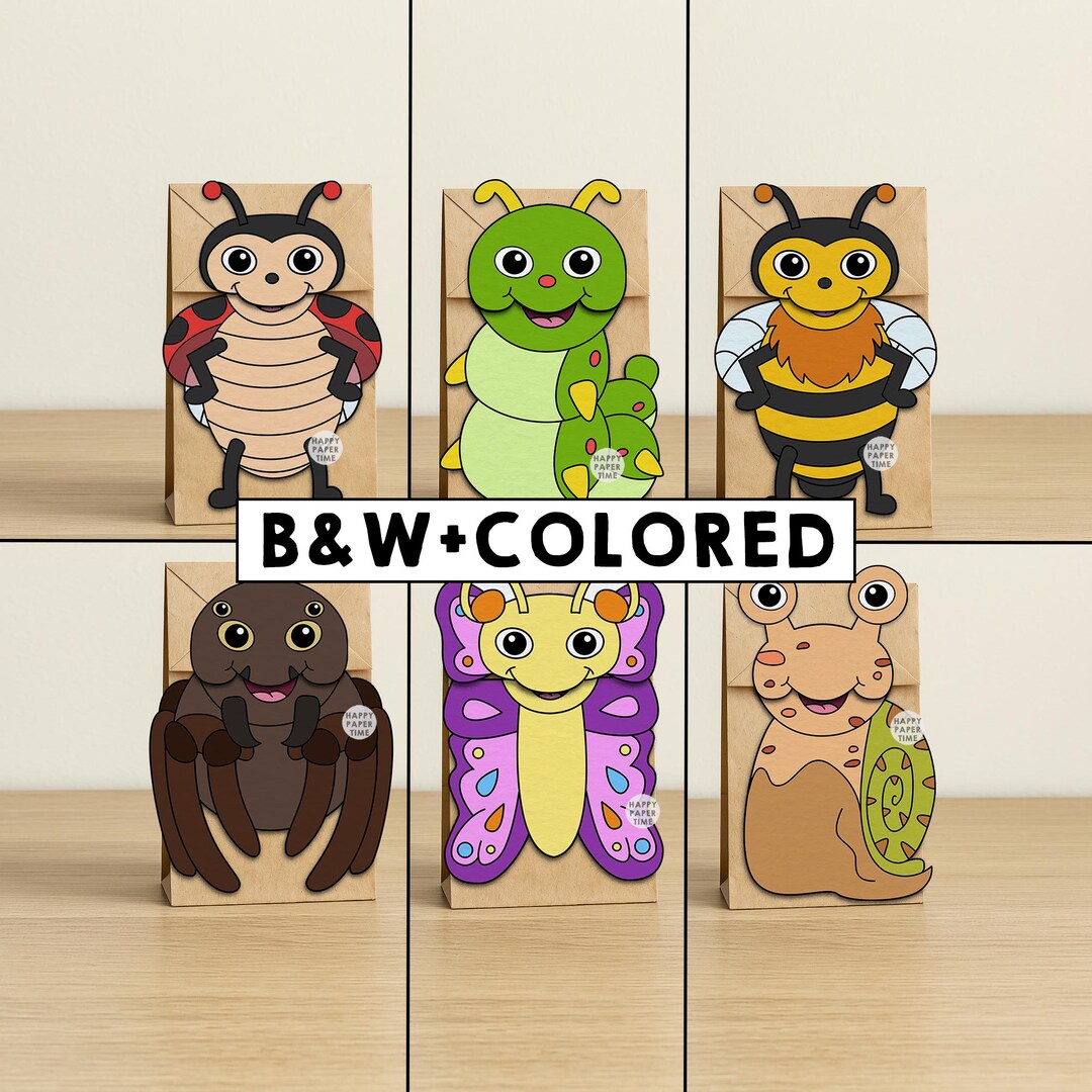 Bugs Insects Paper Bag Puppets Printable Craft Activity Cut Paste ...