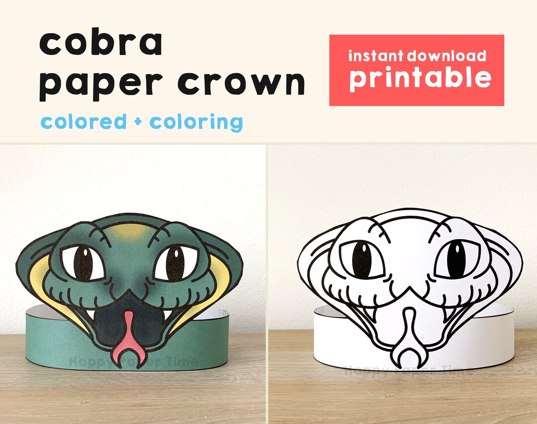 Cobra Paper Crown Party Coloring Printable Kids Craft Jungle Birthday ...