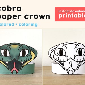 Cobra Paper Crown Party Coloring Printable Kids Craft Jungle Birthday ...