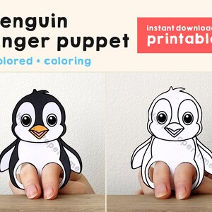 Penguin Paper Craft Printable Finger Puppet Template Kids Craft ...