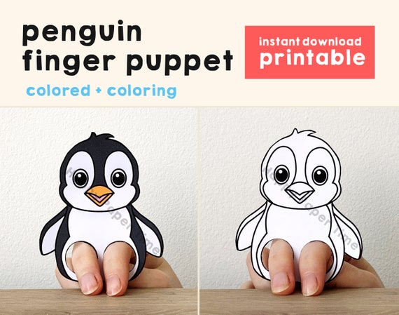 Penguin Paper Craft Printable Finger Puppet Template Kids | Etsy