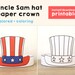 Uncle Sam Hat Paper Crown Party Coloring Printable Kids Craft America ...
