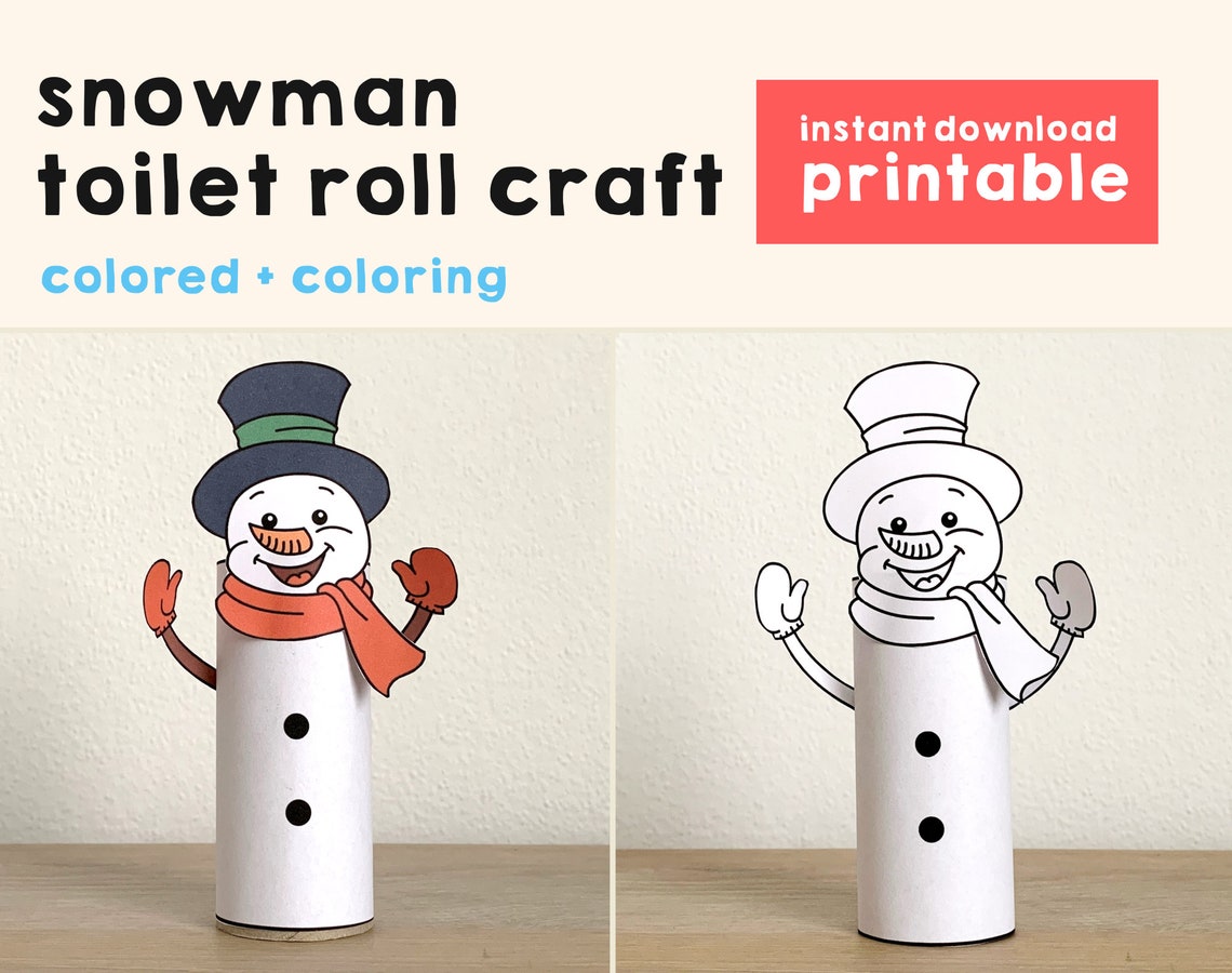 Snowman Toilet Paper Roll Craft Christmas Party Coloring - Etsy
