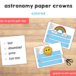 Astronomy Paper Crowns Sun Rainbow Moon Cloud Shooting Stars Printable ...