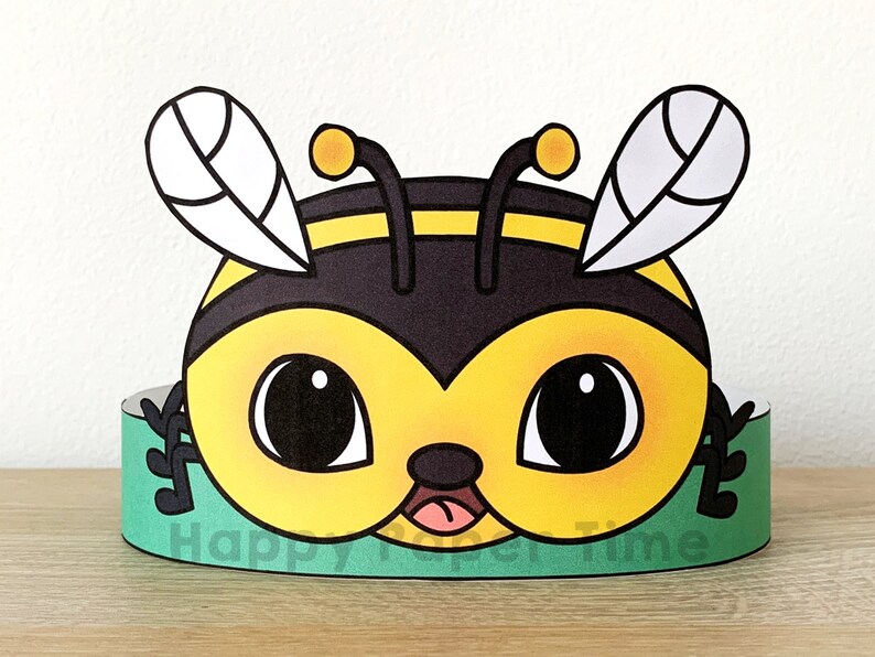 Bee Paper Crown Party Coloring Printable Kids Craft Insect | Etsy
