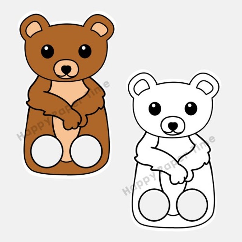 Bear Paper Craft Printable Woodland Animal Finger Puppet Kids - Etsy
