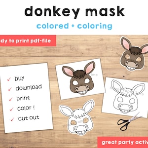 Donkey Mask Template Costume Kids Diy Farm Animal Party Fun Favor ...