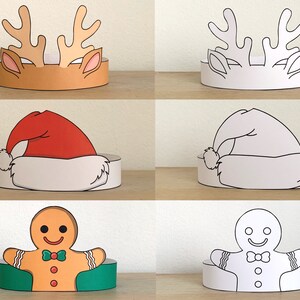 Christmas Paper Crowns Activity Printable Kids Craft Hats Winter ...