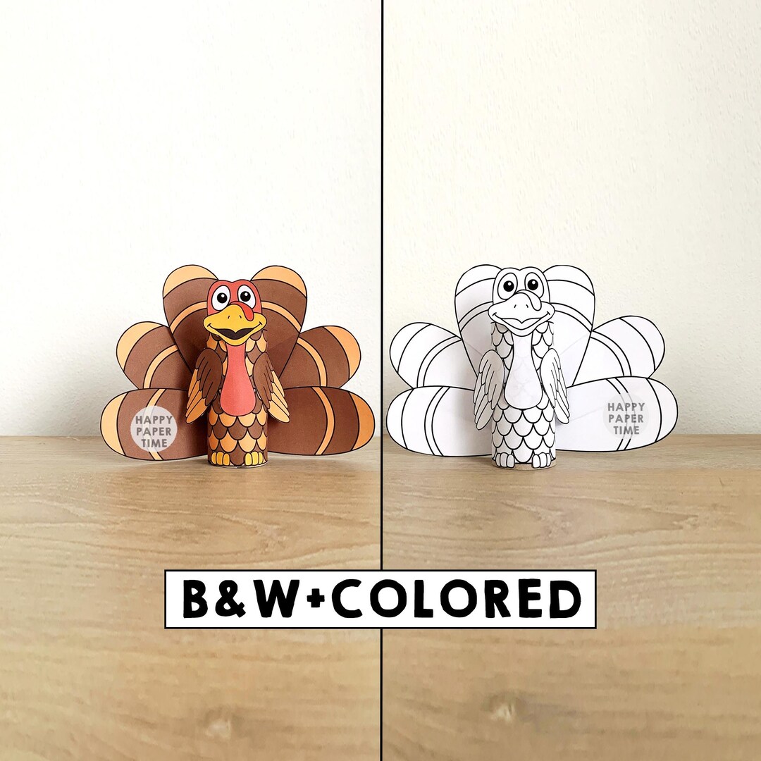 Turkey Toilet Paper Roll Craft Thanksgiving Party Coloring Printable ...
