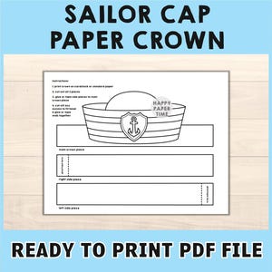 Sailor Hat Cap Paper Crown Party Coloring Printable Kids Craft Sea ...