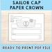 Sailor Hat Cap Paper Crown Party Coloring Printable Kids Craft Sea ...