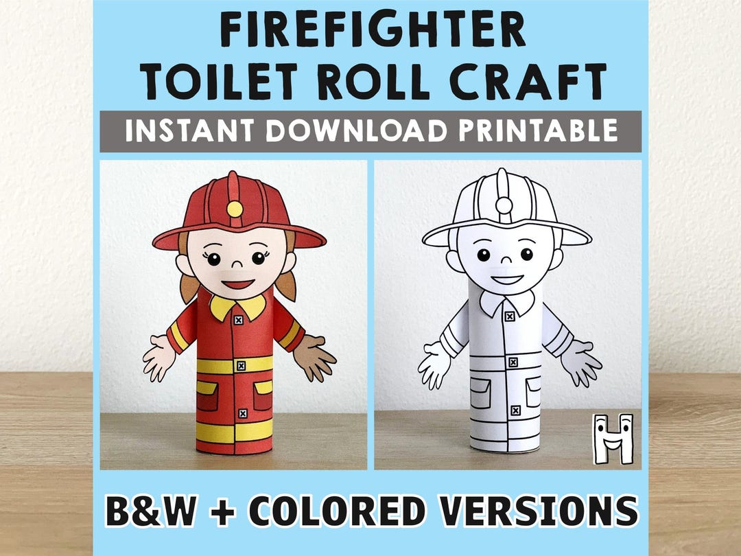 Firefighter Toilet Paper Roll Craft Fireman Party Coloring Printable ...
