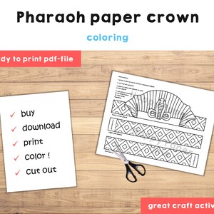 Pharaoh Paper Crown Ancient Egypt Template Party Coloring Printable ...