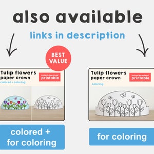 Tulips Flower Paper Crown Party Printable Kids Craft Spring Easter ...