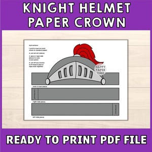 Knight Paper Helmet Crown Template Fantasy Party Headband Costume ...