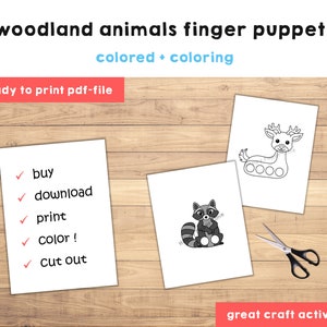 Woodland Animal Paper Craft Printable Finger Puppet Template Kids Craft ...