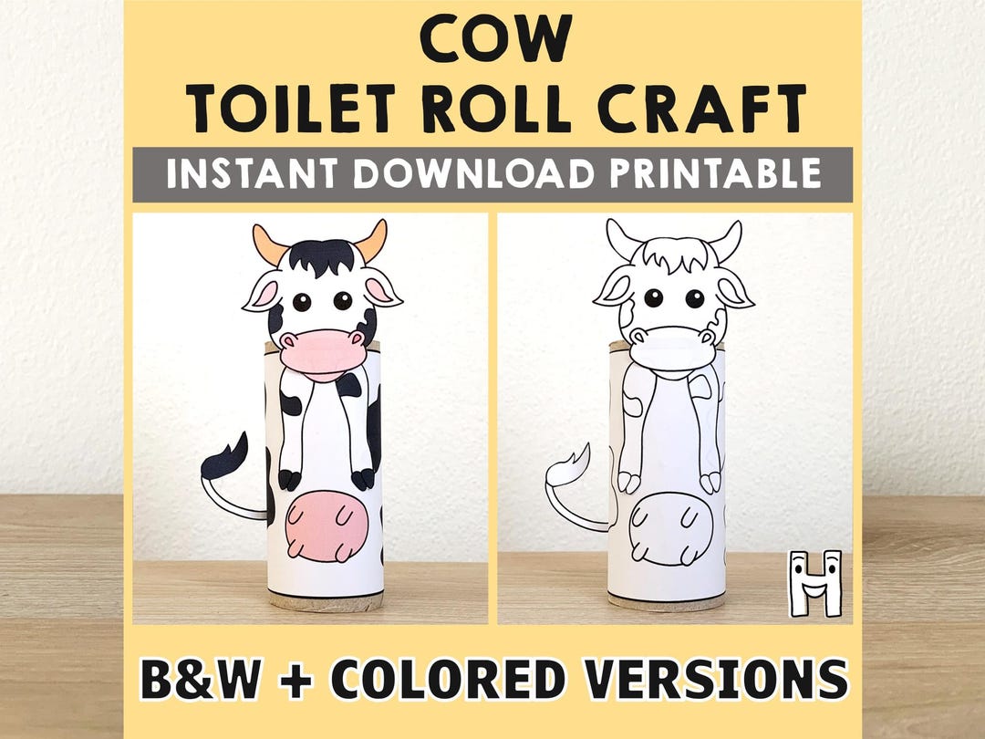 Cow Toilet Paper Roll Craft Farm Animal Party Coloring Printable ...